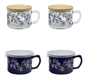 TEMP-TATIONS As Is Set Of 4 Ceramic And Glass Seal Mugs - One-color
