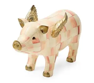 MACKENZIE-CHILDS Rosy Check Flying Pig Figurine - One-color