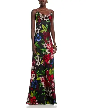 Aqua Printed Spaghetti Strap Slip Dress - Black/multi