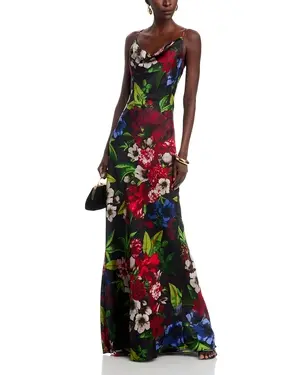 Aqua Printed Spaghetti Strap Slip Dress