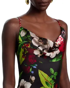 Aqua Printed Spaghetti Strap Slip Dress
