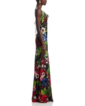 Aqua Printed Spaghetti Strap Slip Dress