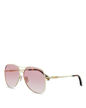 Fendi Fendigraphy Pilot Sunglasses 61mm - Shiny Gold/pink Lens