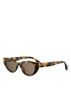 Fendi Lettering Oval Sunglasses, 51mm - Dark Havana/brown Lens