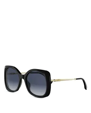 Fendi 55mm Fendigraphy Cat Eye Sunglasses Shiny Black/blue Lens