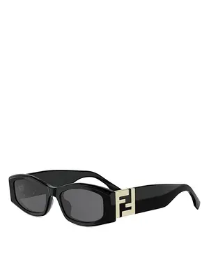 Fendi Forever Rectangular Sunglasses - Shiny Black/smoke Lens