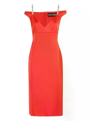 David Koma Crystal-strap Midi Dress