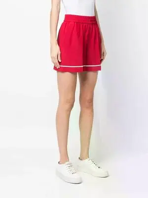 Red Valentino Contrast-trim Crepe Shorts - Red