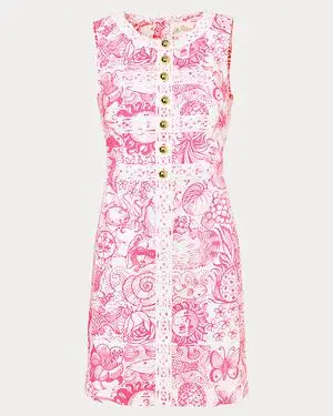 LILLY PULITZER Stretch Shift Dress With Lilly Lace Trim
