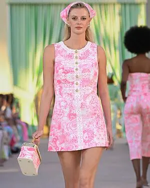 LILLY PULITZER Stretch Shift Dress With Lilly Lace Trim