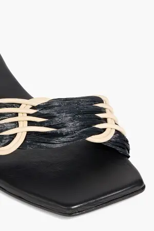 Johanna Ortiz Hidden Messages Leather And Faux Raffia Slides