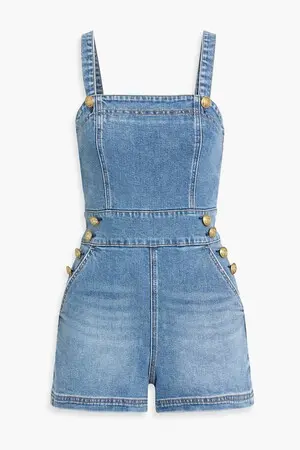 Alice + Olivia Livia Denim Playsuit - Mid Denim