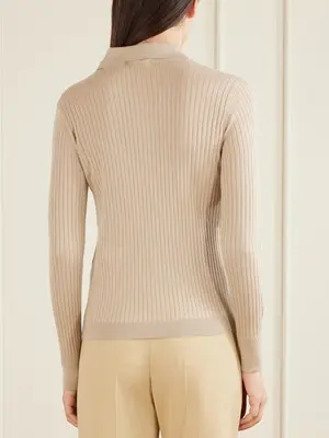 Max Mara Ribbed Cashmere And Silk-blend Polo Sweater