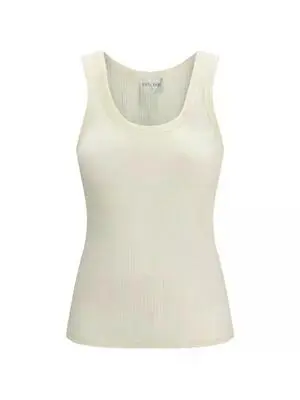 FORTE_FORTE Ribbed U-neck Top - Neutrals