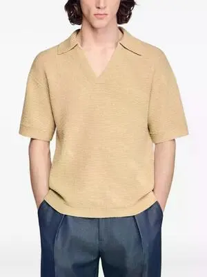 Sandro Jute-effect Polo Shirt - Neutrals