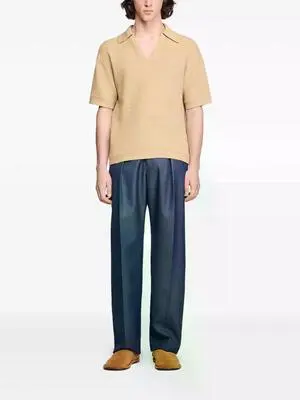 Sandro Jute-effect Polo Shirt - Neutrals