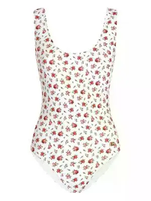 Dolce & Gabbana Floral-print One-piece Swimsuit - White