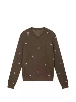 JNBY Floral-embroidered Top - Brown