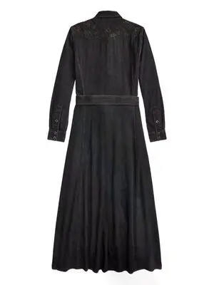 Ralph Lauren Embroidered Belted Midi Dress