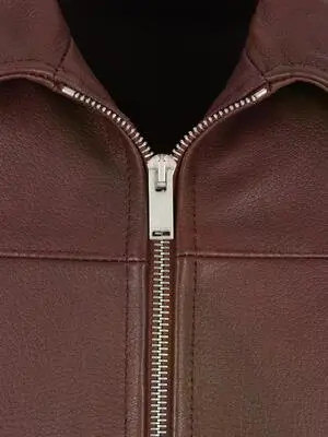 LARDINI Leather Zip-up Jacket - Red