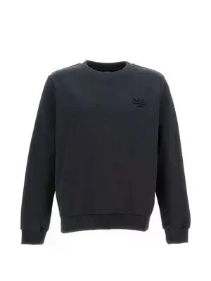 A.p.c. Ribbed Embroidered-logo Sweatshirt - Grey