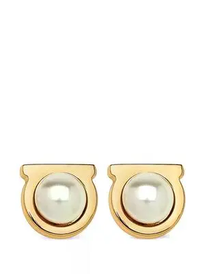 FERRAGAMO Gancini Faux-pearl Stud Earrings - Gold