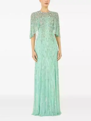 Jenny Packham Astra Sequin-embellished Maxi Dress - Green