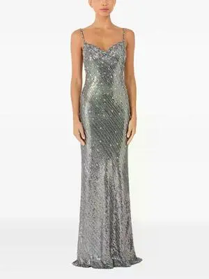 Jenny Packham Foxx Embellished Dress - Silver