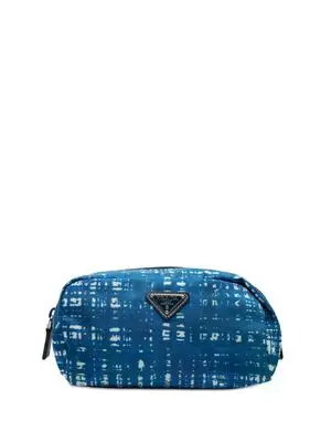 Prada 2000-2013 Tessuto Stampato Cosmetic Pouch - Blue