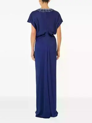 Jenny Packham Novak Embellished-collar Maxi Dress - Blue