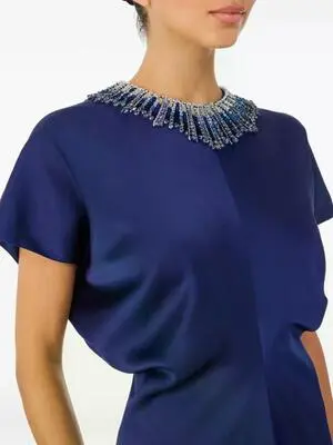 Jenny Packham Novak Embellished-collar Maxi Dress - Blue