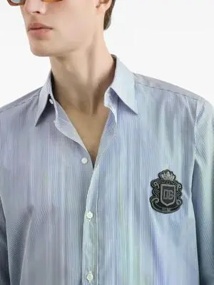 Dolce & Gabbana Striped-pattern Crest-appliqué Shirt