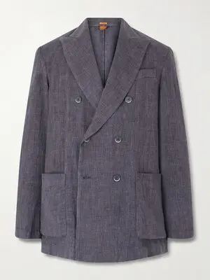 Barena Venezia Unstructured Double-breasted Linen-blend Suit Jacket