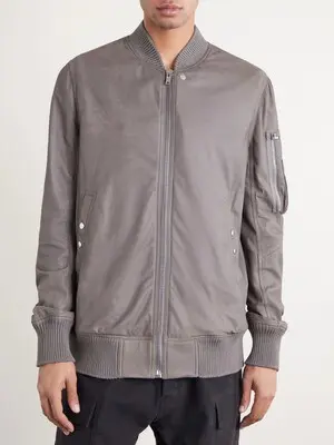 Rick Owens Leather Bomber Jacket - Gray