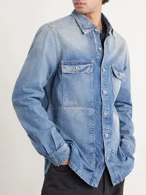 Rick Owens Distressed Denim Overshirt - Blue