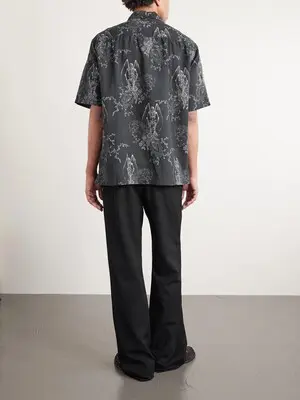 Our Legacy Every Printed Cotton And Linen-blend Shirt - Black