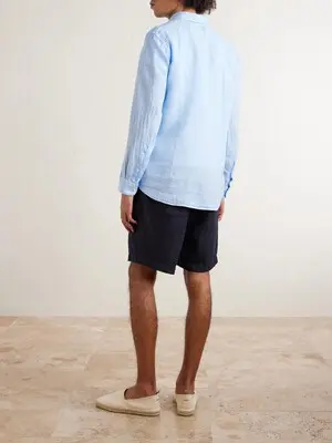 Altea Samuel Straight-leg Linen Drawstring Shorts - Blue
