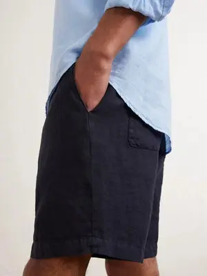 Altea Samuel Straight-leg Linen Drawstring Shorts - Blue