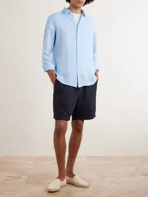 Altea Garment-dyed Linen Shirt - Blue