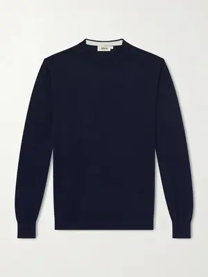 Altea Cotton And Cashmere-blend Crew Neck Sweater - Blue
