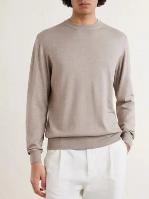 Altea Cotton And Cashmere-blend Crewneck Sweater - Neutrals