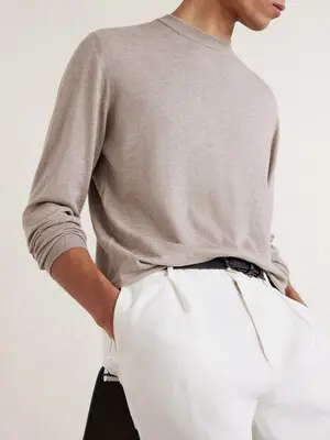 Altea Cotton And Cashmere-blend Crewneck Sweater - Neutrals