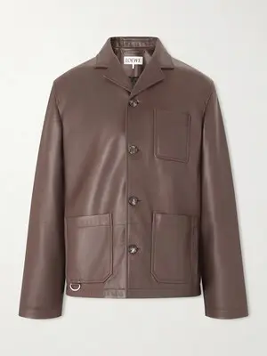 Loewe Camp-collar Leather Jacket - Brown