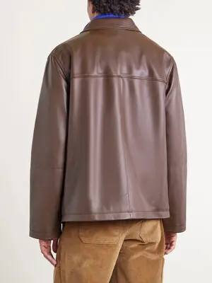 Loewe Camp-collar Leather Jacket - Brown