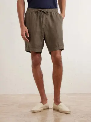 Altea Samuel Straight-leg Linen Shorts - Green