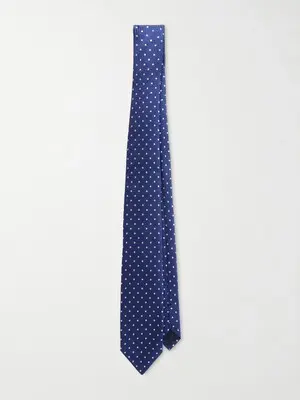 TOM FORD 8cm Embroidered Polka-dot Silk-jacquard Tie - Blue