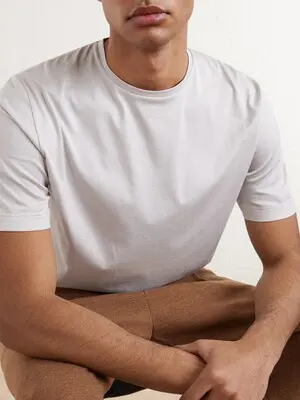 Loro Piana Silk And Cotton-blend Jersey T-shirt - Gray