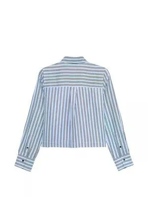 Closed Striped Cropped Shirt - Blue
