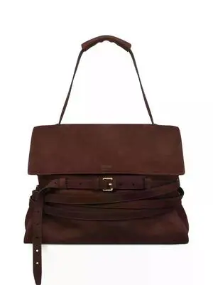 Moschino Tie Detailed Leather Hand Bag - Brown