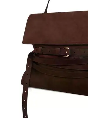 Moschino Tie Detailed Leather Hand Bag - Brown